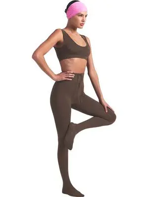 SKIMS Matte Footsie Grip Leggings - Dark Sepia
