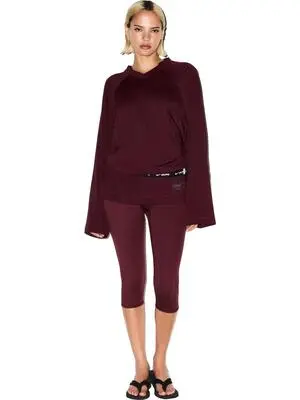 SKIMS V-neck Oversized Long Sleeve Top - Currant