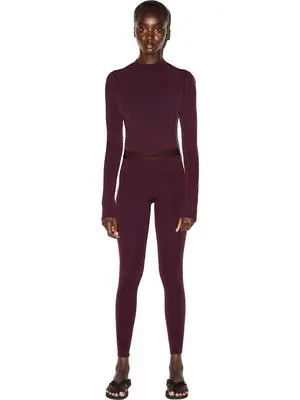 SKIMS Vintage Seamless Mock Neck Crop Top - Currant