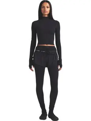 SKIMS Vintage Seamless Mock Neck Crop Top - Obsidian