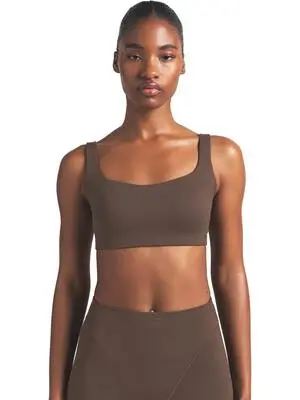 SKIMS Nike Matte Scoop Neck Bra - Dark Sepia