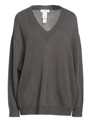 Fabiana Filippi Knitted V-neck Cotton Sweater - Grey