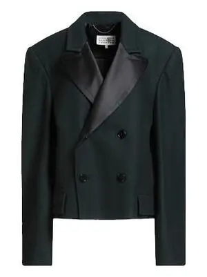MAISON MARGIELA Dark Wool Blend Blazer - Green