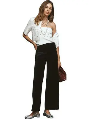 Maeve Colette Full-length Velvet Pants - Black Onyx