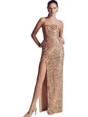 HELSI Lola Strapless Sequin Maxi Dress - Gold