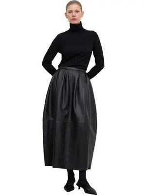 HOUSE OF DAGMAR Ankle-length Leather Skirt - Black