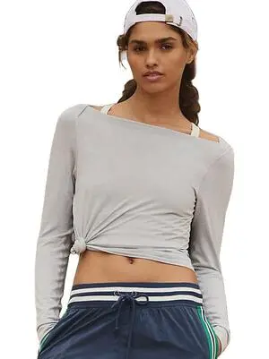 Free People Up Next Long Sleeve White Heather Grey