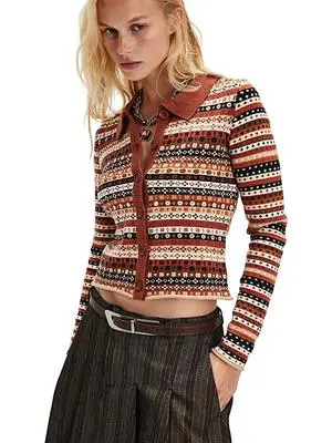 Free People Oak And Pine Cardigan Brown Combo