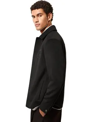 REISS Champ Monogram Wool-blend Relaxed Overshirt - Black