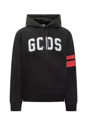 Gcds Hoodie With Stripe Detail - Black