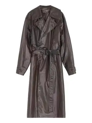 LEMAIRE Metallic-effect Double-breasted Trench Coat - Brown