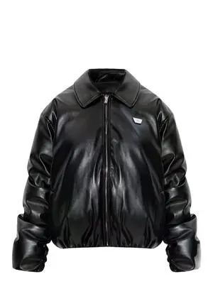 MISBHV Faux-leather Puffer Bomber Jacket - Black