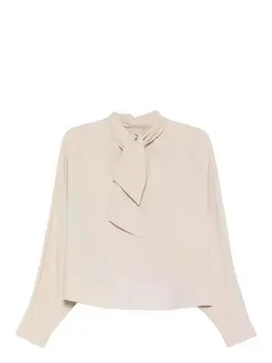 ALYSI Long Sleeve Tie Blouse