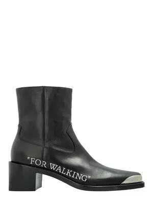 Off-White Block-heel Leather Ankle Boots - Black
