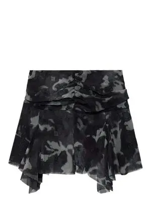 MISBHV Ruched Camouflage Tiered Skirt - Grey