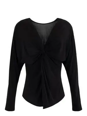 SEMICOUTURE Knot-detail V-neck Blouse - Black