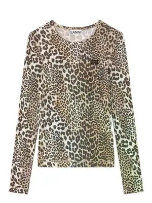 GANNI Leopard Long-sleeve Top - Brown