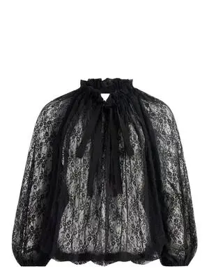 Patou Lace Drawstring Top - Black