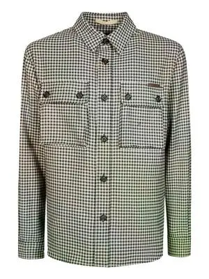 PAOLO PECORA Checked Shirt Jacket - Black
