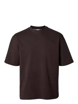 SELECTED Crew-neck T-shirt - Brown