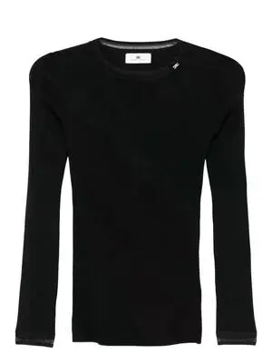 Elisabetta Franchi Ribbed-knit Long-sleeve T-shirt - Black