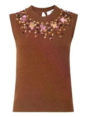 Fendi Crystal-embellished Knit Top - Brown