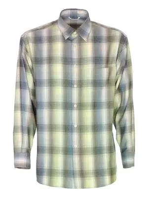 Auralee Checked Wool Shirt - Blue