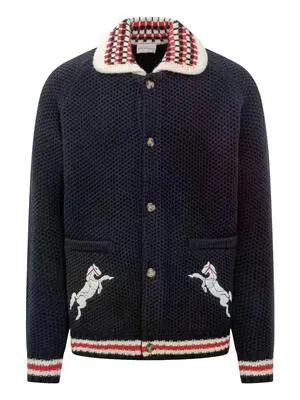 Drole De Monsieur Embroidered Shirt Jacket - Blue