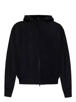 Emporio Armani Hooded Zip Wool Jacket - Black