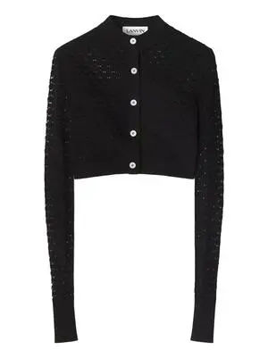 LANVIN Openwork Knit Cardigan - Black