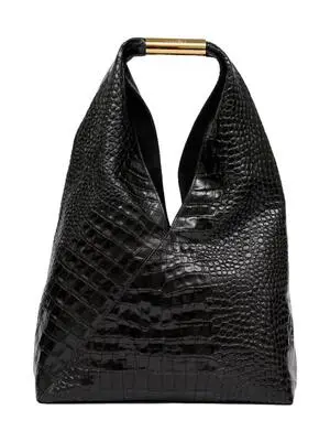 MAISON MARGIELA Crocodile-embossed Shoulder Bag - Black