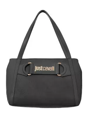 Just Cavalli Top-handle Shoulder Bag With Logo Plaque - Black