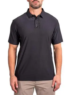 MACEOO Geo Pattern Stretch Nylon Polo - Black