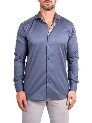 MACEOO Einstein Ascension0080 Geo Floral Cotton Button-up Shirt - Grey