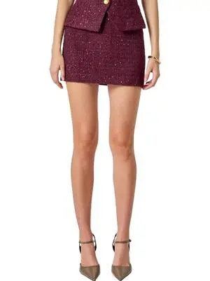 Endless Rose Tweed Mini Skirt - Merlot