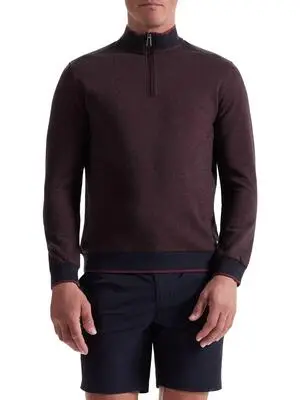 Bugatchi Mélange Quarter Zip Top - Burgundy