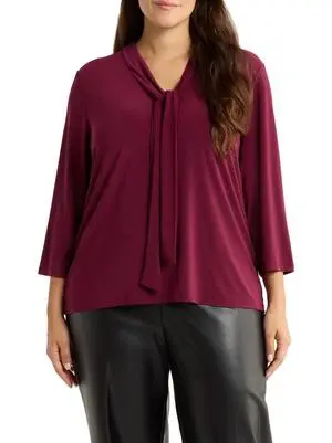 KASPER Tie Neck Top - Shiraz