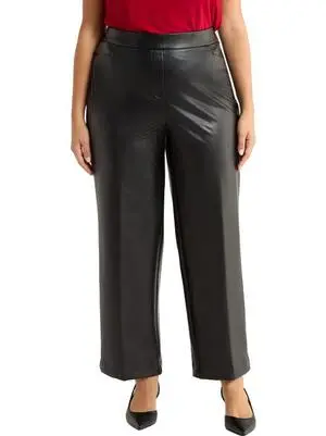 KASPER Faux Leather Straight-Leg Pants