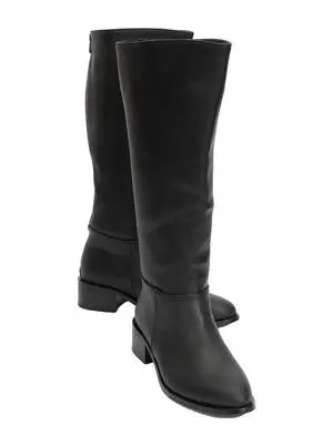 PROLOGUE SHOES Svetlo Back-zip Knee-high Boots - Black Faux Leather