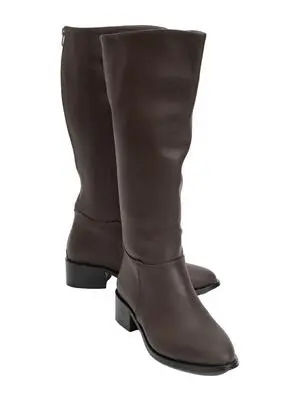 PROLOGUE SHOES Svetlo Back-Zip Knee-High Boots Brown Faux Leather