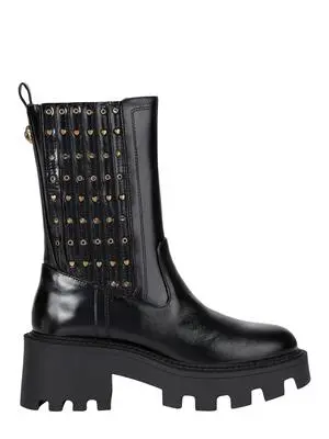 Kurt Geiger Patent Leather Studded Chelsea Boots - Black