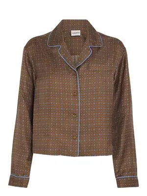 Claudie Pierlot Silk Printed Pyjama Shirt - Brown