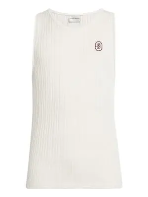 Drole De Monsieur Cotton Cable-knit Tank Top - White