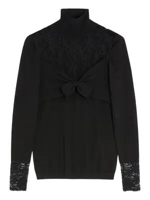 Valentino Garavani Virgin Wool Bow Top - Black
