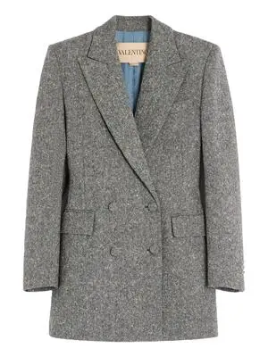Valentino Garavani Virgin Wool-blend Pea Coat - White
