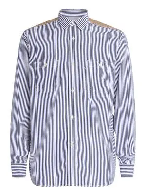 Junya Watanabe Cotton Stripe-check Shirt - Beige