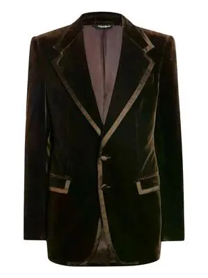 Dolce & Gabbana Velvet Trimmed Single-breasted Blazer - Brown