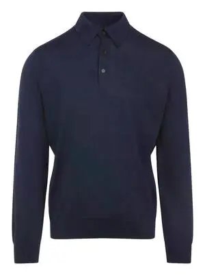 Zegna Buttoned Long-sleeve Polo Shirt - Blue