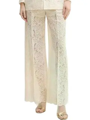 SIMONA CORSELLINI Floral-lace Pleated Trousers - Neutrals