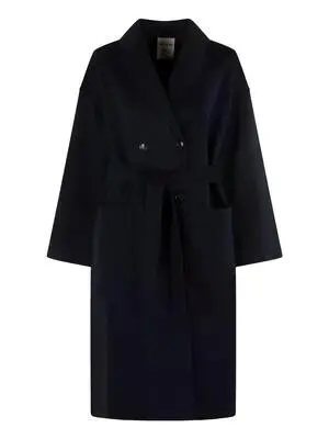 SEMICOUTURE Double-breasted Belted Coat - Blue